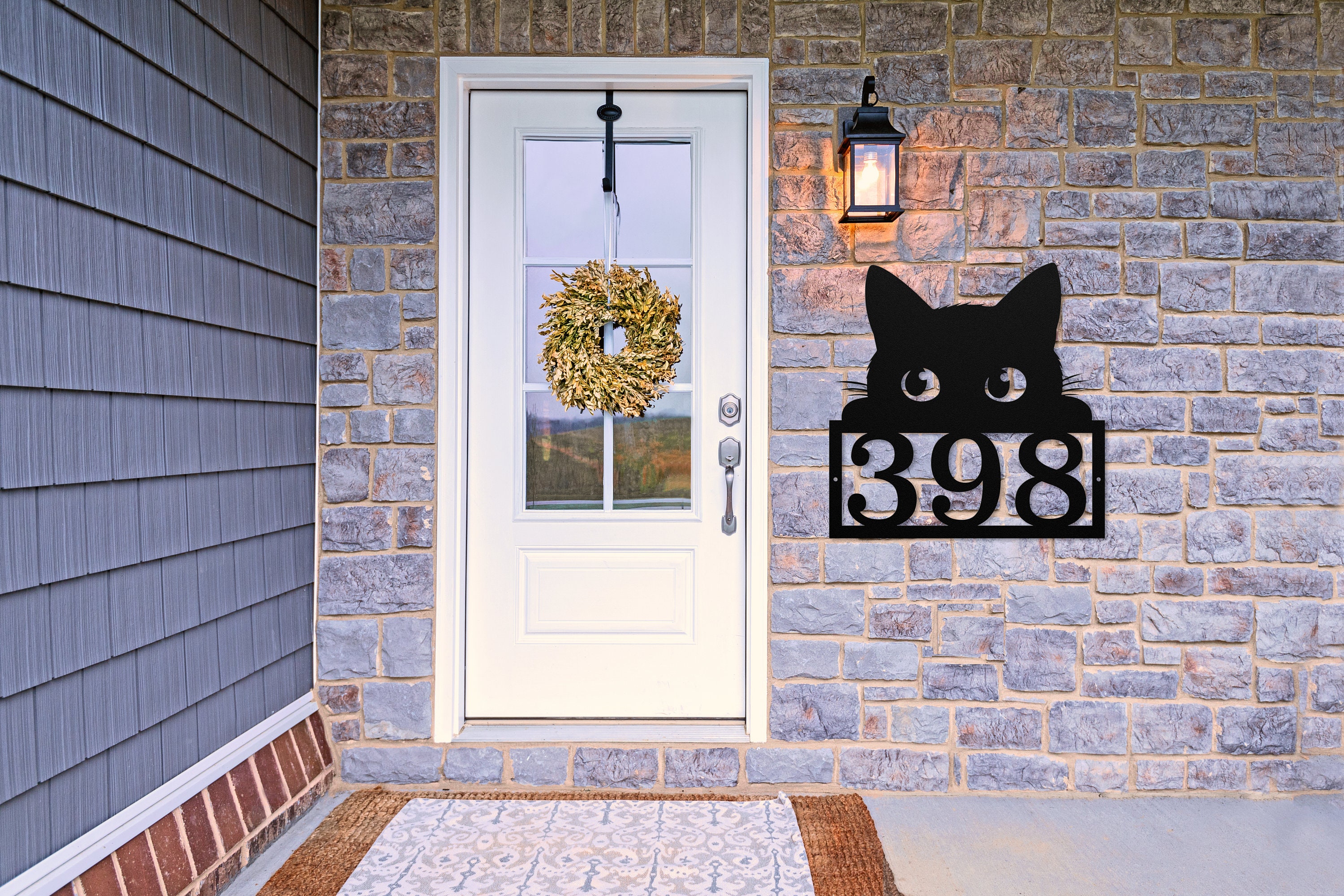 Personalized Metal House Numbers Sign, Peeking Cat Address Plaque ...