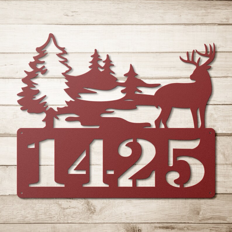 Personalized Deer Address Metal Cabin Sign, Outdoor Metal Deer Street ...