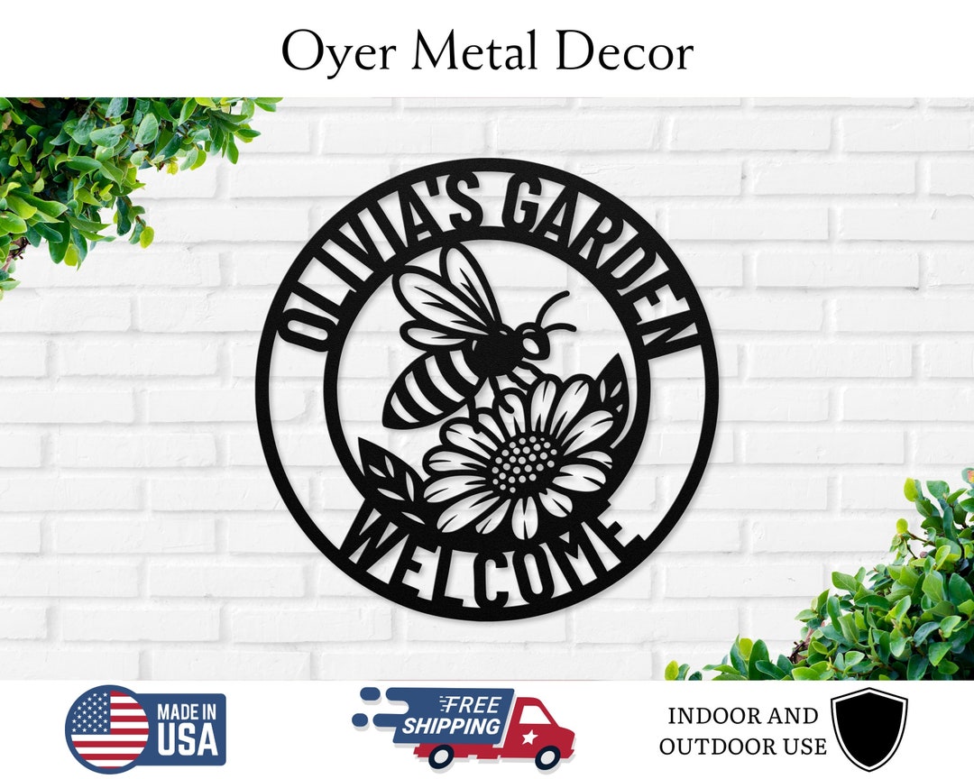 Personalized Bee Sign Metal Wall Art, Bee Keeper Decor, Apiary Sign ...