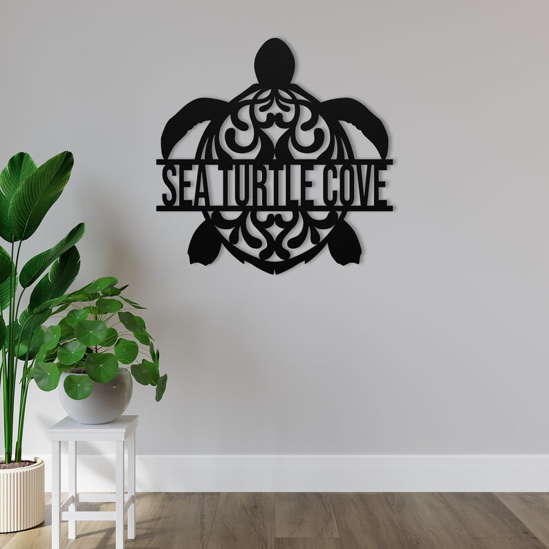 Turtle Name Sign, Personalized Sea Turtle Monogram Sign, Custom Beach ...