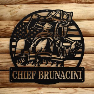 Custom Firefighter Monogram Metal Sign, Personalized Metal Fire ...