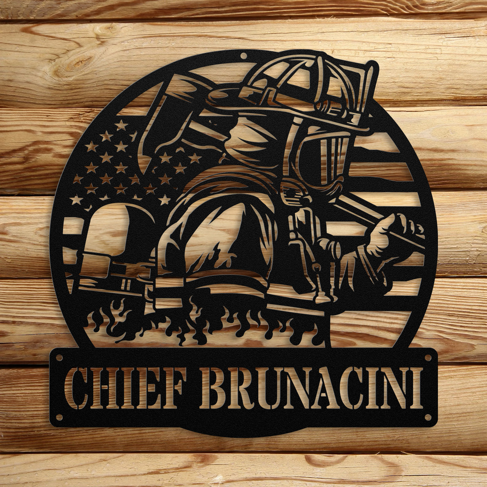 Custom Firefighter Monogram Metal Sign, Personalized Metal Fire ...