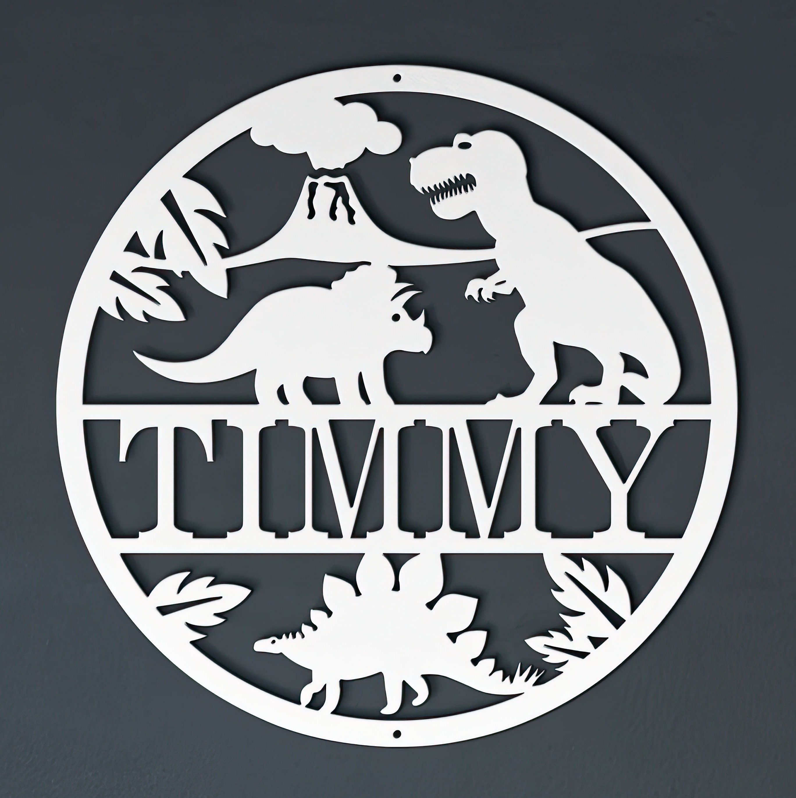 Personalized Dinosaur Name Sign, Metal Wall Art, Custom Dinosaur Metal ...