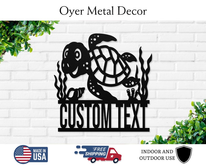 Turtle Name Sign, Personalized Sea Turtle Monogram Sign, Custom Beach ...