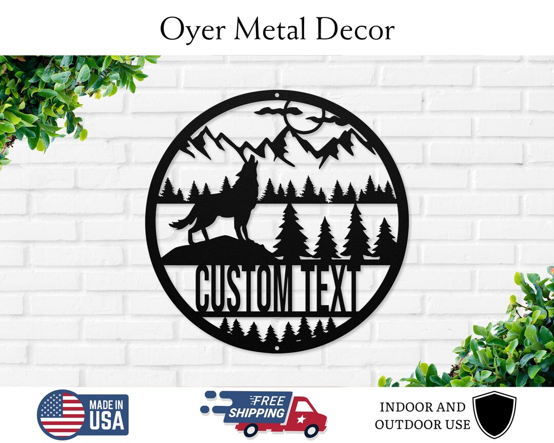 Personalized Howling Wolf Metal Ranch Sign, Custom Wolf Sign, Wolf ...