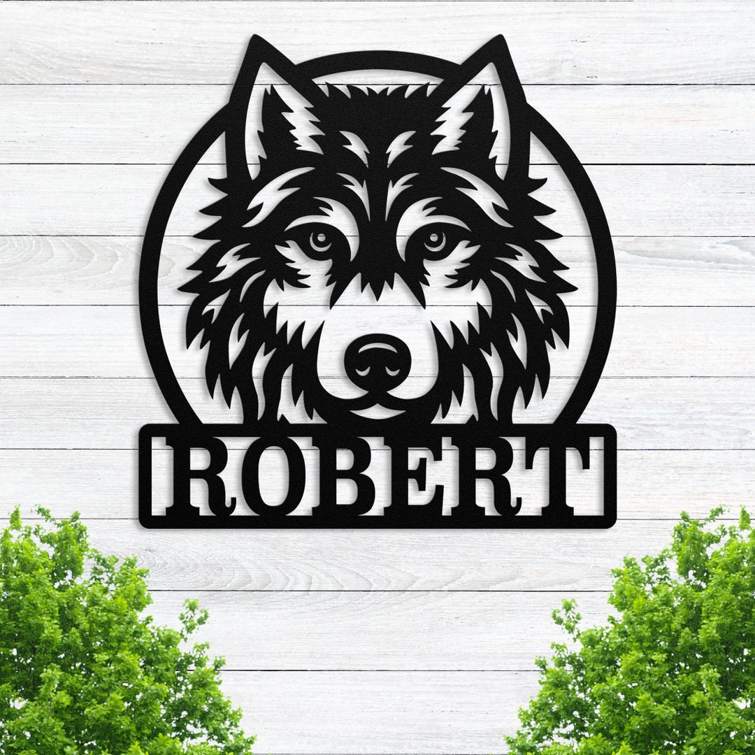 Personalized Wolf Metal Sign, Wolf Monogram, Custom Wolves Metal Wall ...