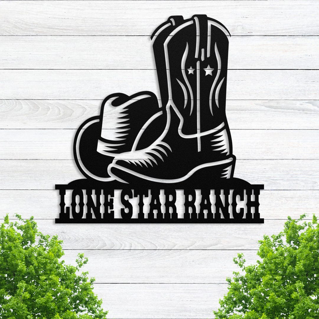 Personalized Metal Farm Western Sign, Custom Western Cowboy Boots Metal ...