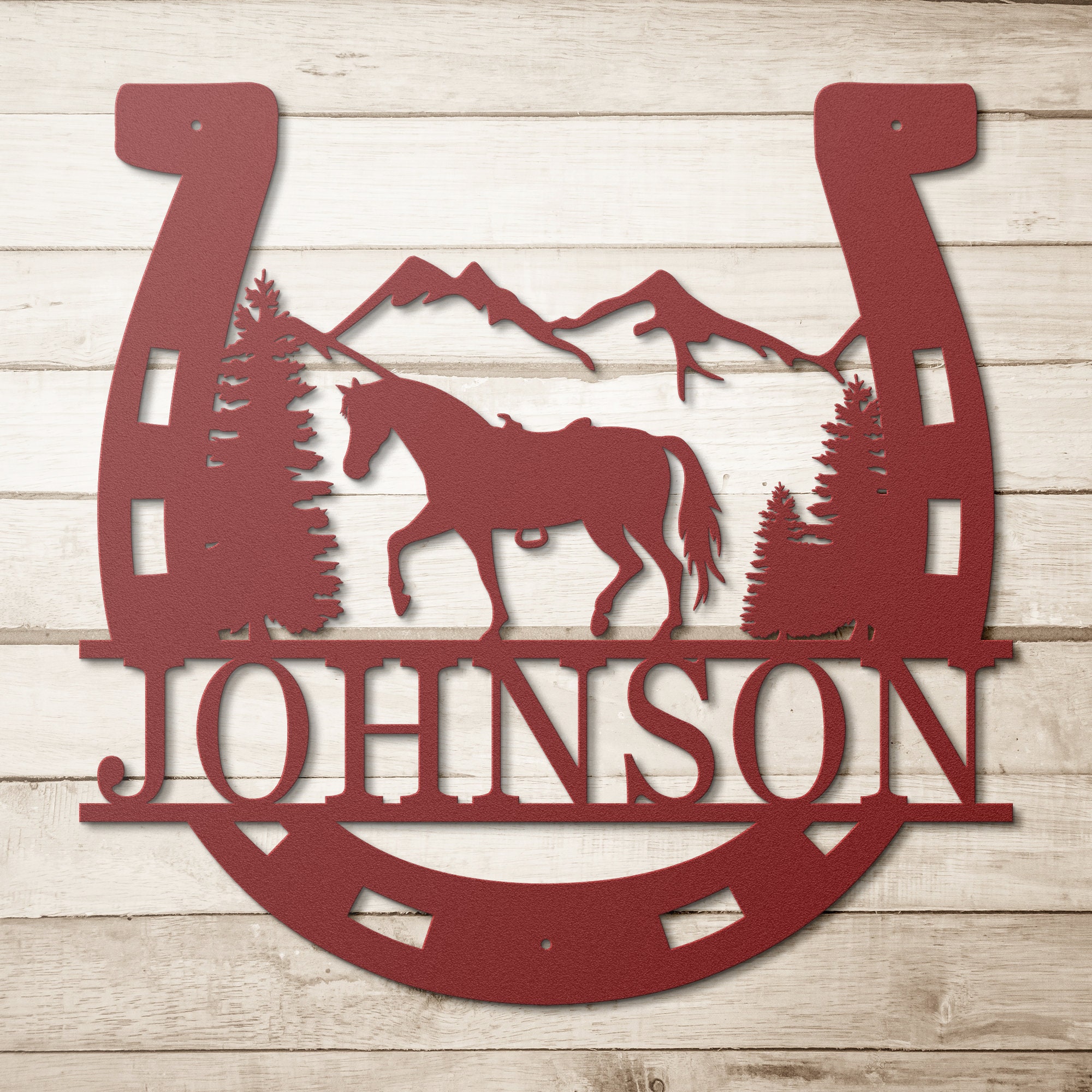 Personalized Horseshoe Metal Ranch Sign Monogram, Custom Horse Family ...