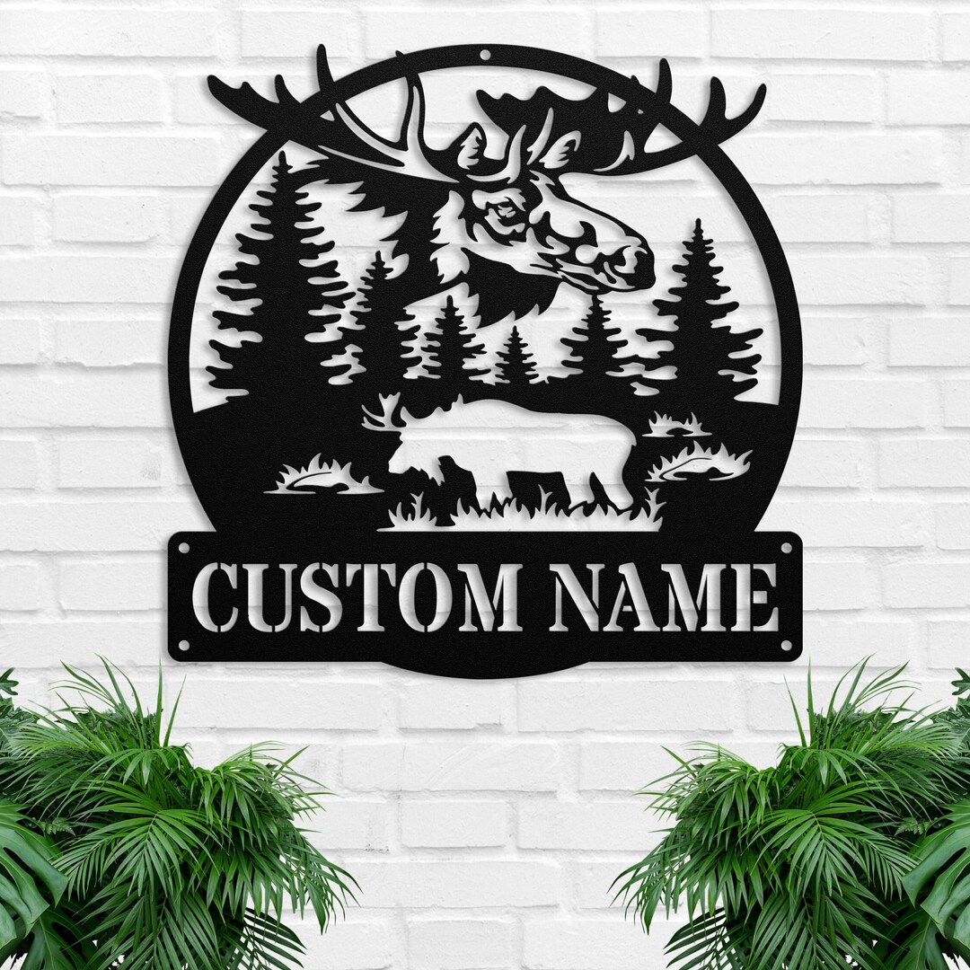 Personalized Moose Metal Sign Last Name Moose Sign for - Etsy