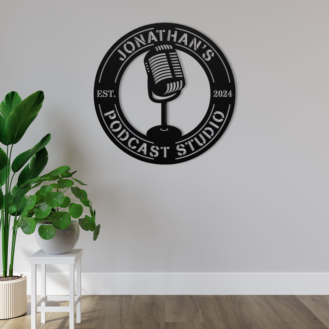 Personalized Metal Music Studio Sign, Custom Podcast Studio Sign ...
