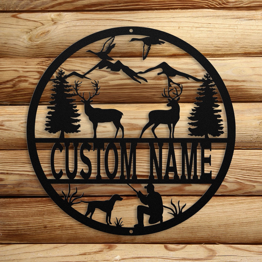 Personalized Metal Cabin Outdoor Hunter Sign, Custom Hunting Sign ...