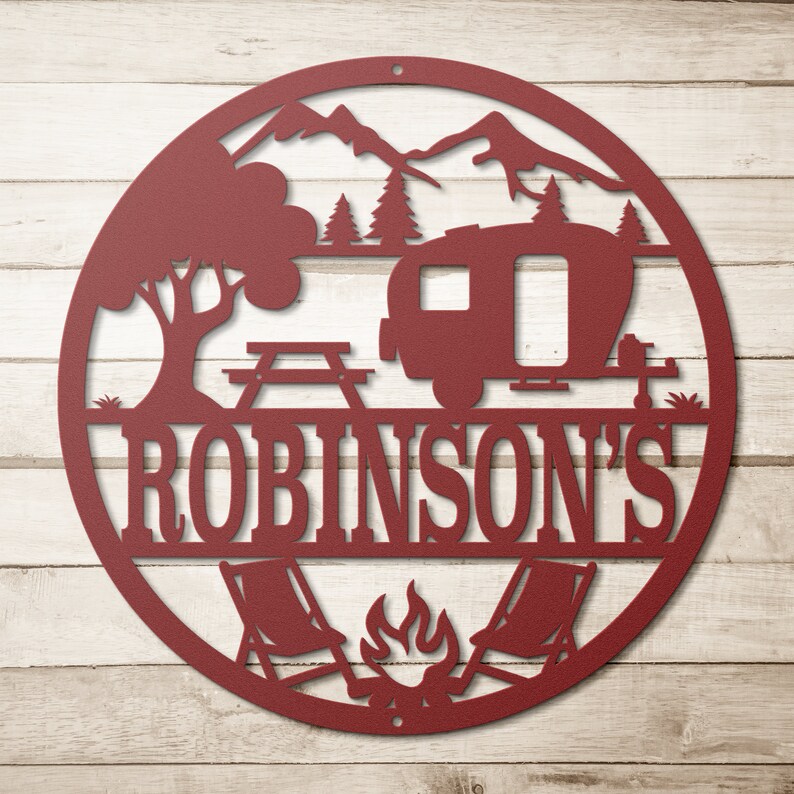 Personalized Campsite Monogram, Custom Last Name Sign, Metal Camping ...