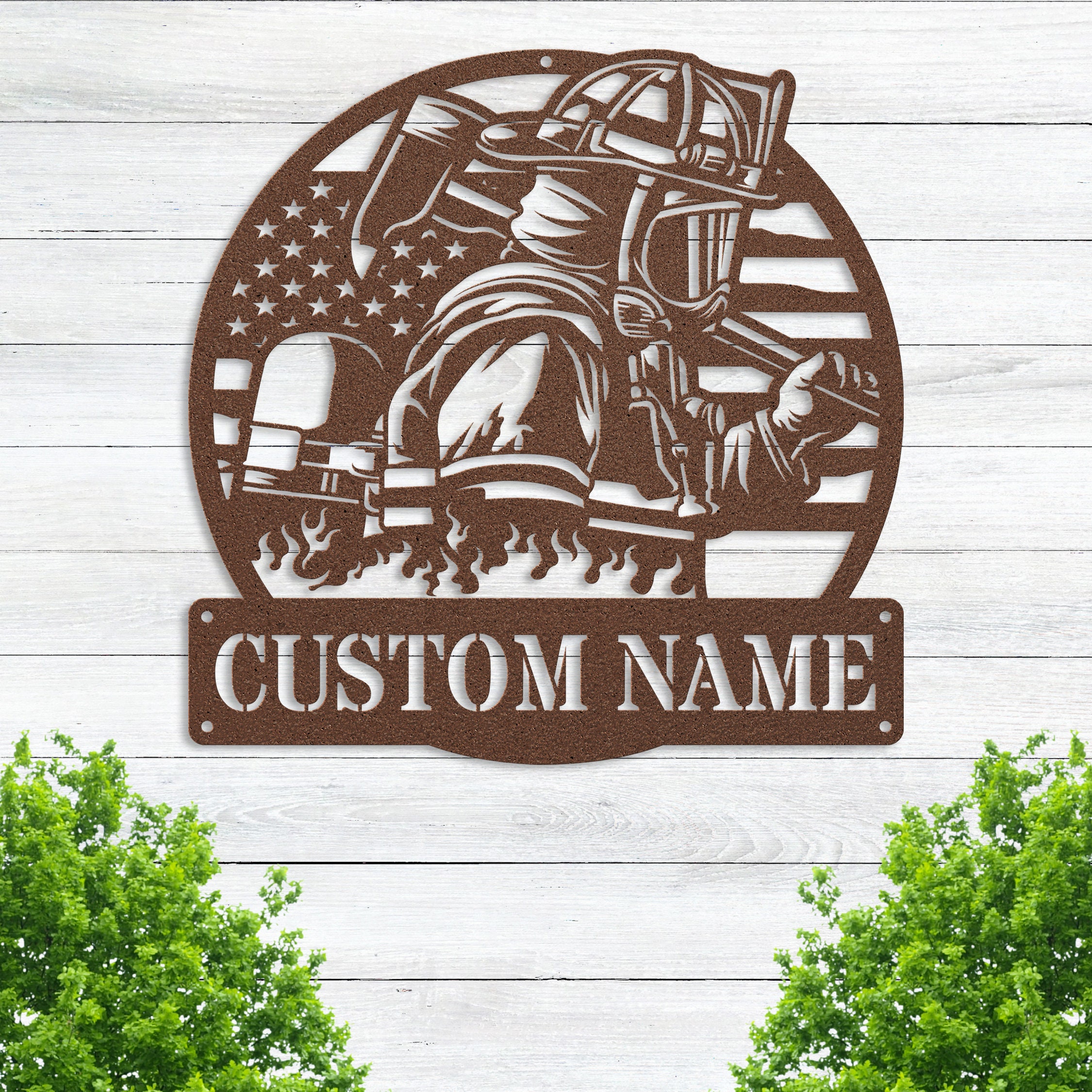 Custom Firefighter Monogram Metal Sign, Personalized Metal Fire ...