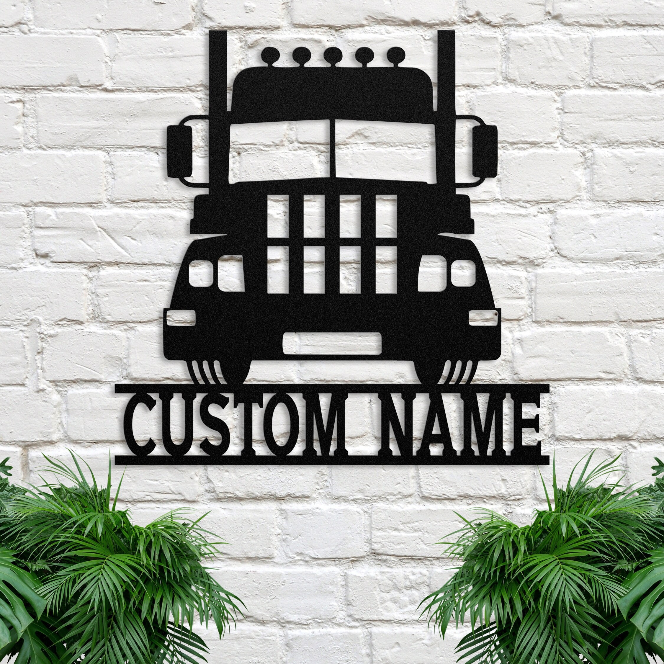 Custom Semi Truck Metal Wall Art, Personalized Trucker Name Sign Home ...