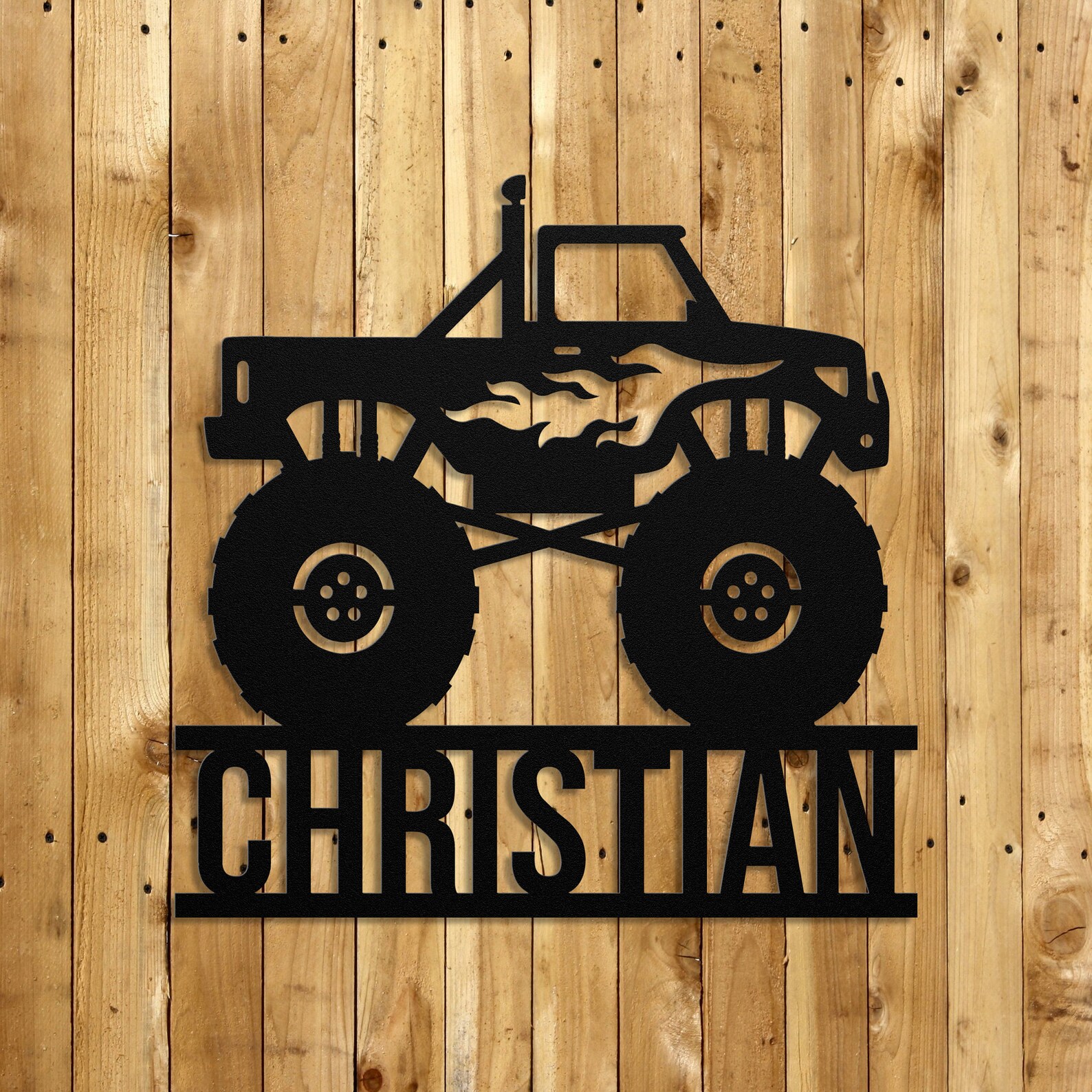 Custom Monster Truck Sign, Metal Monster Truck Personalized Sign, Kids ...