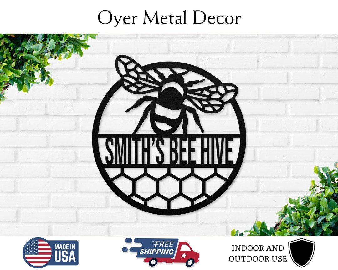 Personalized Honey Bee Sign, Custom Metal Bee Decor, Beekeeper Gift ...