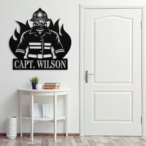 Custom Firefighter Monogram Metal Sign, Personalized Metal Fire ...