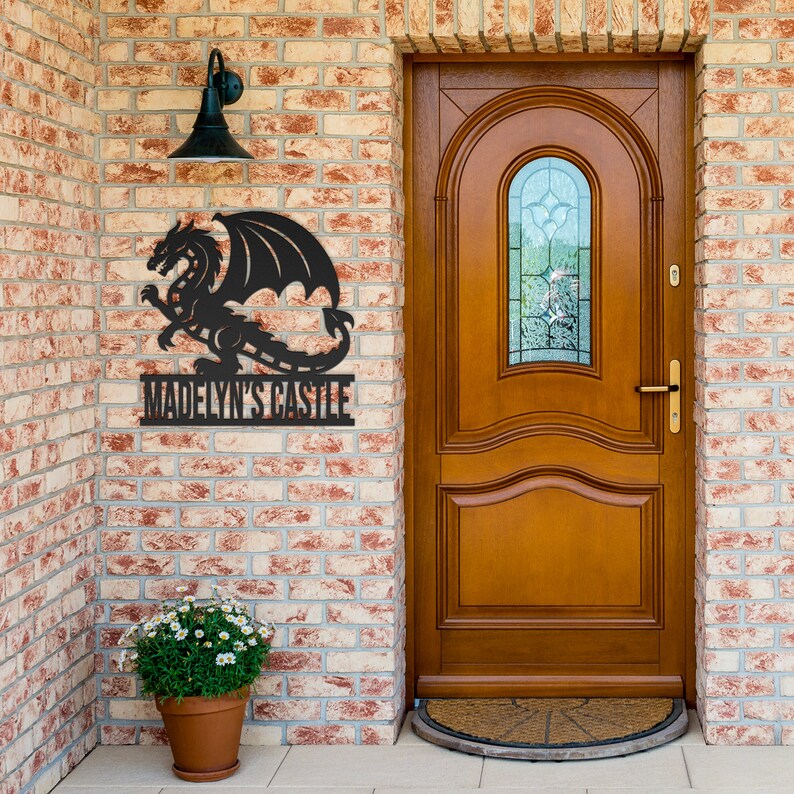 Personalized Dragon Monogram Sign, Custom Dragon Metal Art ...
