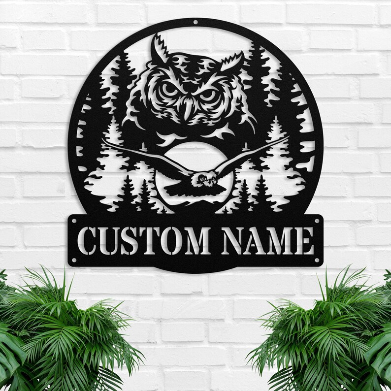 Personalized Owl Metal Sign, Custom Home Address Sign, Metal Owl Wall ...