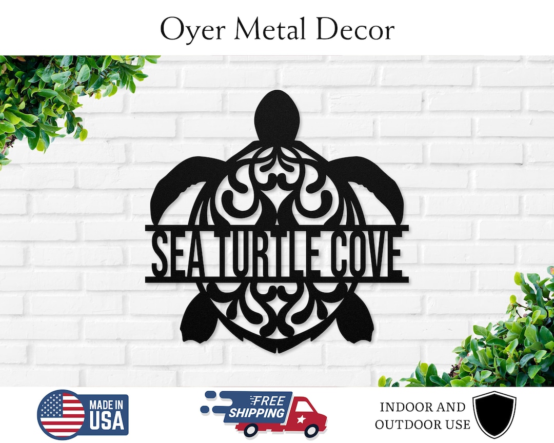 Turtle Name Sign, Personalized Sea Turtle Monogram Sign, Custom Beach ...