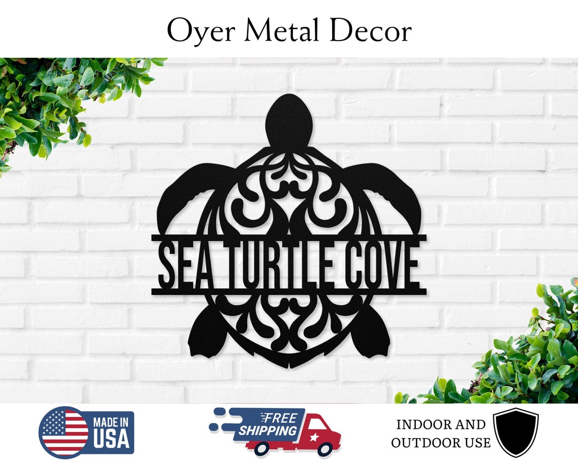 Turtle Name Sign, Personalized Sea Turtle Monogram Sign, Custom Beach ...