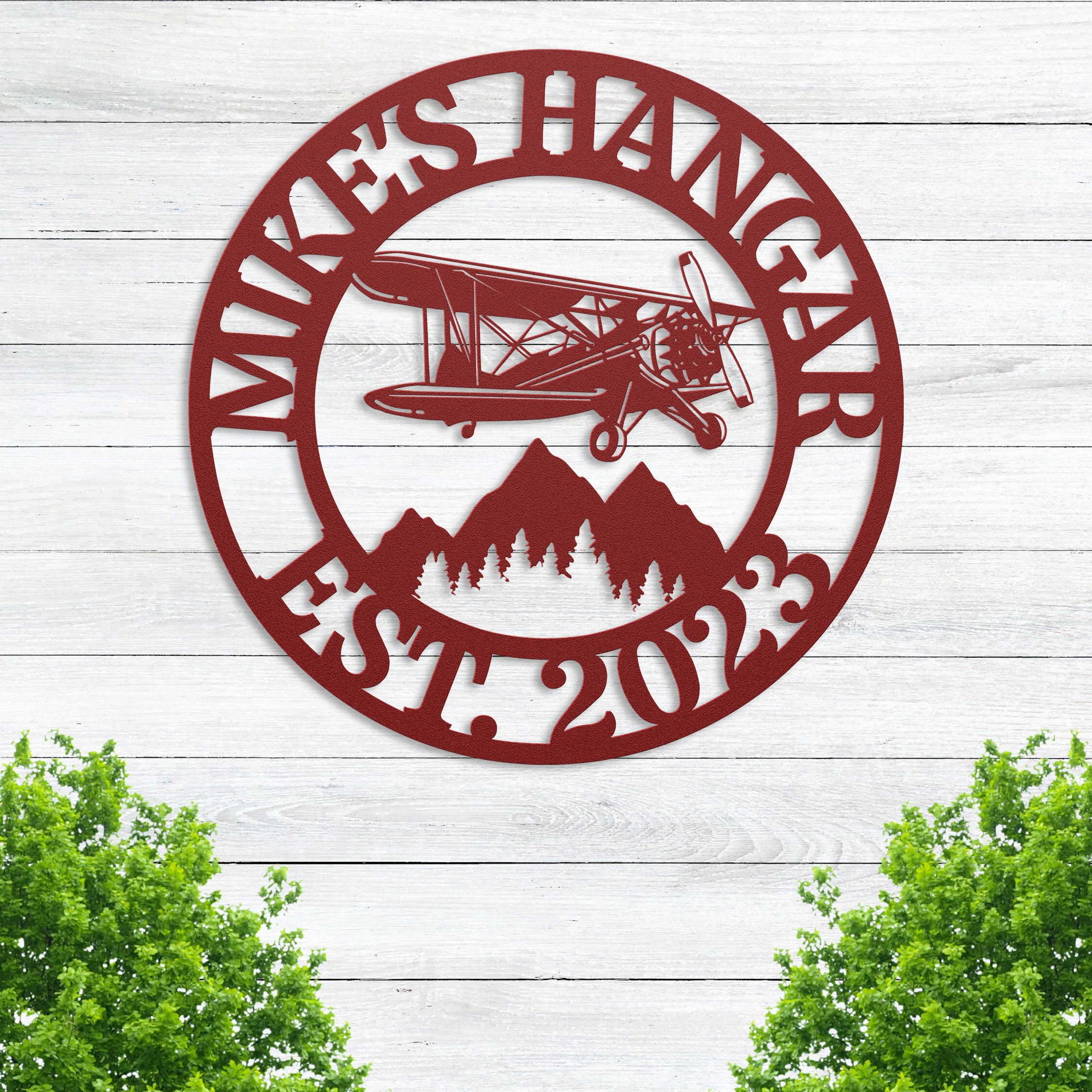 Custom Propeller Plane Metal Sign, Personalized Airplane Hangar Sign ...