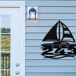 Personalized Sailboat Address Sign for House, Coastal Beach House ...