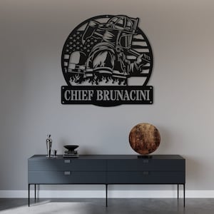 Custom Firefighter Monogram Metal Sign, Personalized Metal Fire ...