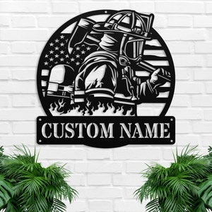 Custom Firefighter Monogram Metal Sign, Personalized Metal Fire ...