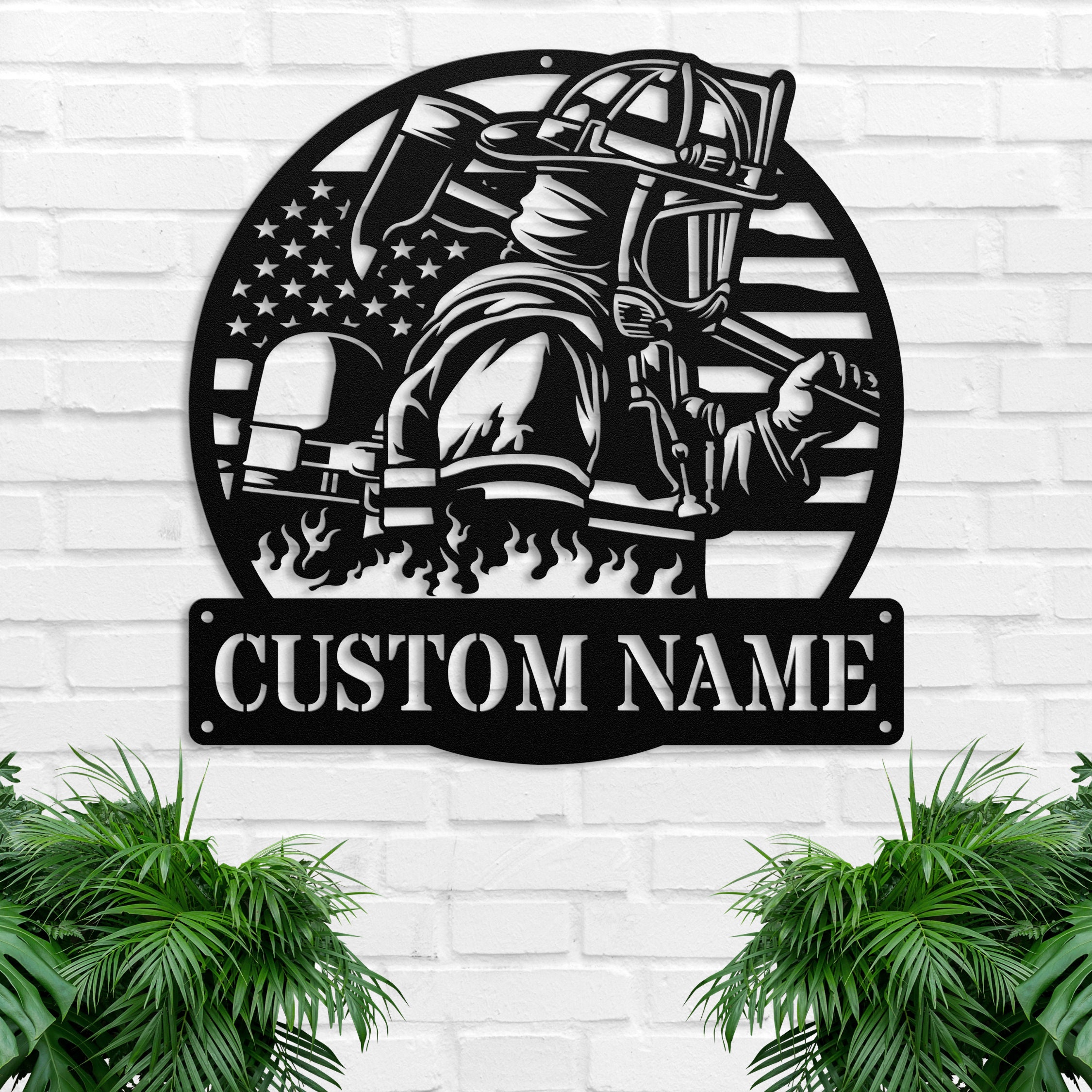 Custom Firefighter Monogram Metal Sign, Personalized Metal Fire ...