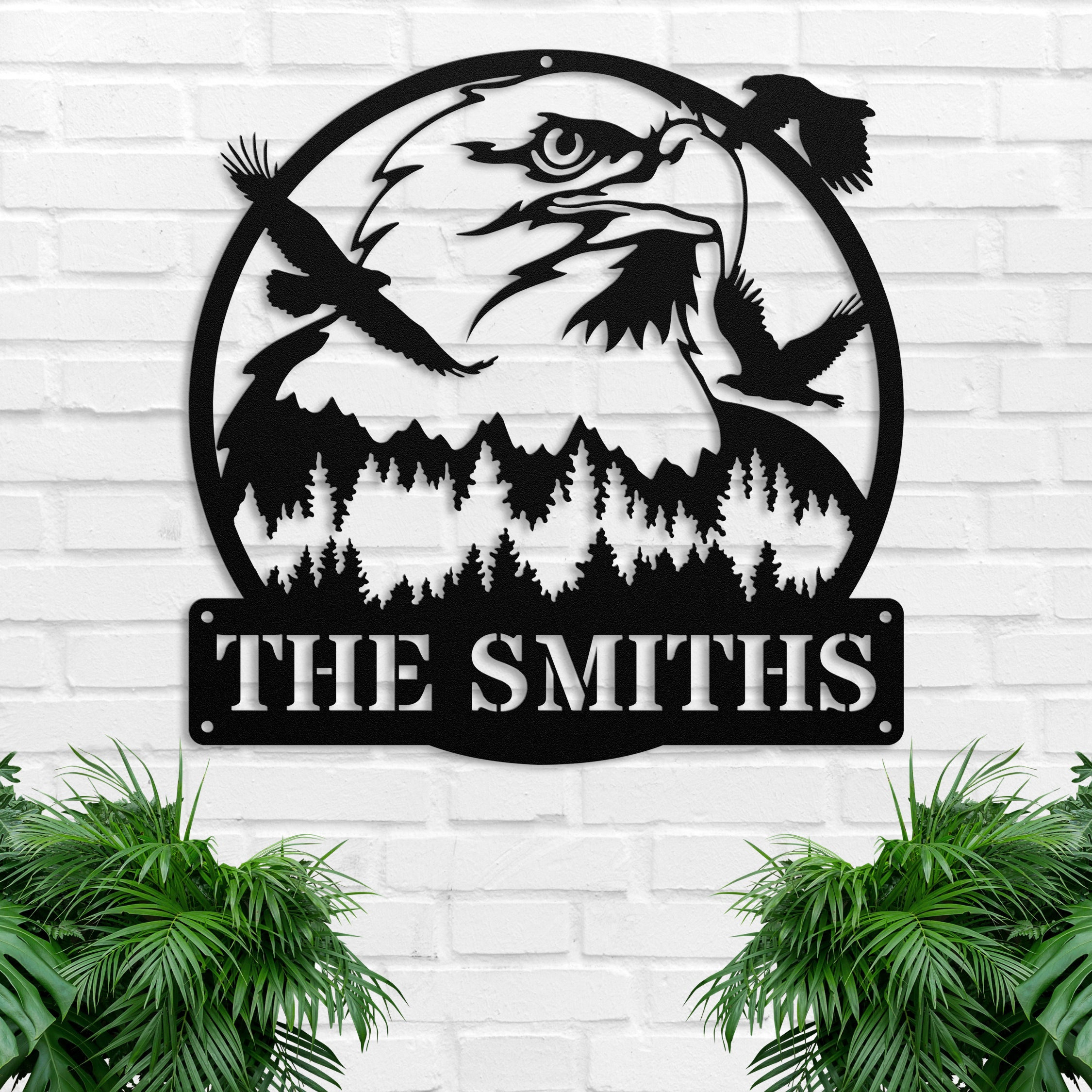 Custom Outdoor Eagle Metal Monogram Sign, American Eagle Wall Decor ...