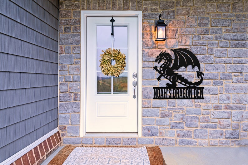 Personalized Dragon Monogram Sign, Custom Dragon Metal Art ...