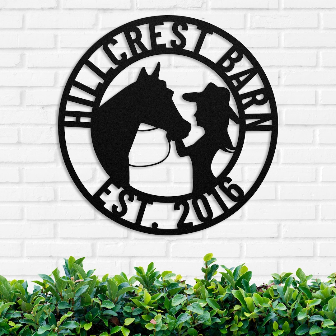 Custom Cowgirl Metal Ranch Sign, Horse Farm Decor, Personalized Horse ...