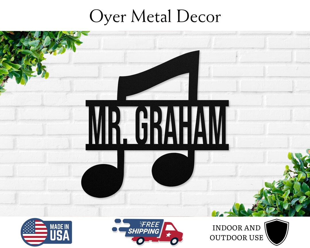 Personalized Music Notes Monogram, Music Teacher Gift, Custom Family ...