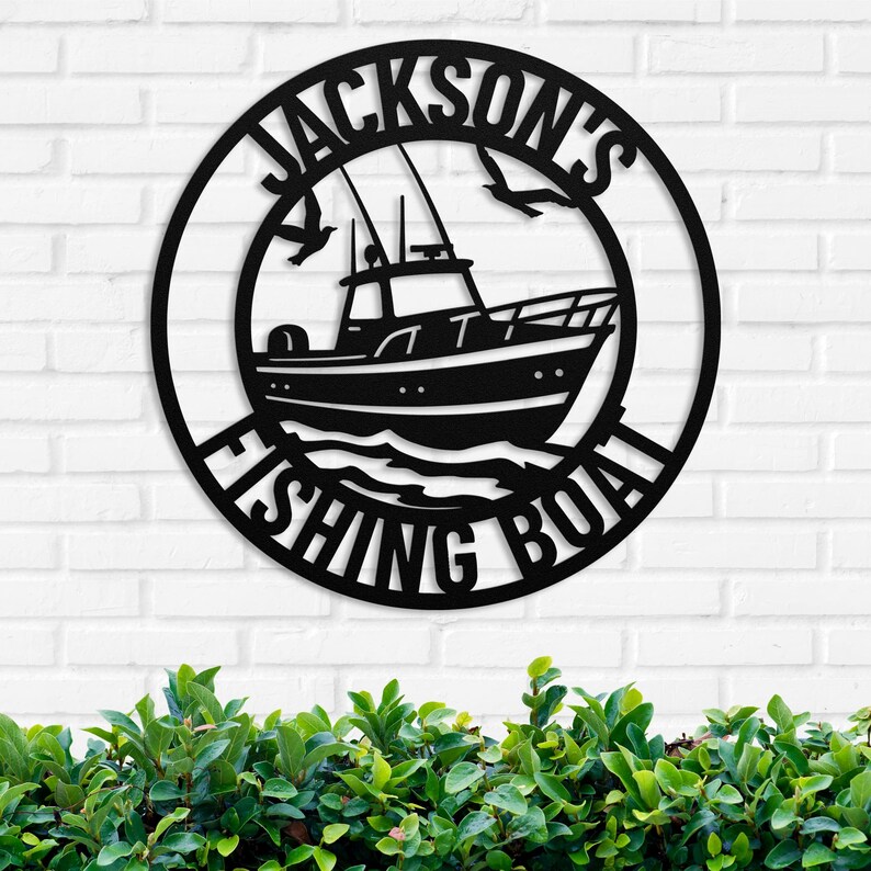 Personalized Fishing Boat Metal Sign, Custom Fisherman Sign Gift, Gift ...