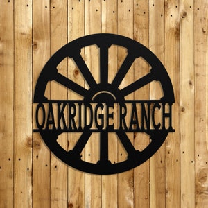 Personalized Wagon Wheel Sign, Custom Metal Monogram, Family Name Sign ...