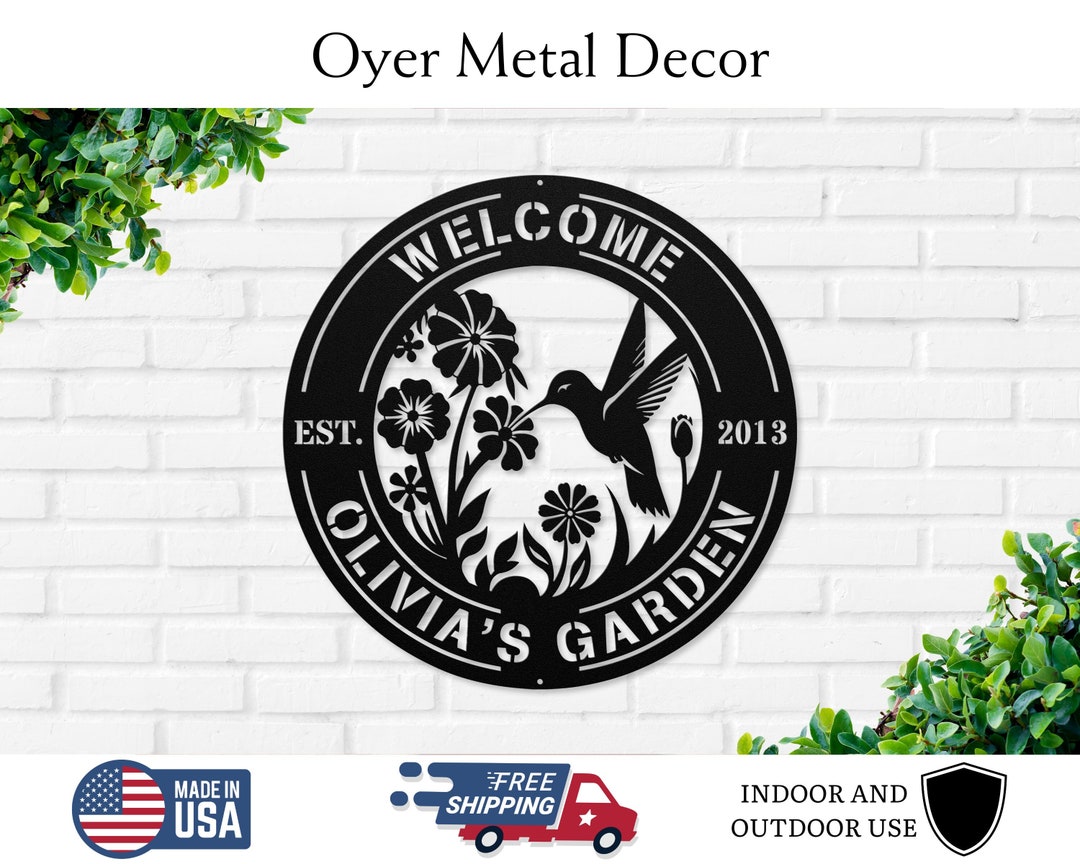 Custom Hummingbird Metal Garden Decor, Hummingbird Metal Sign, Custom ...