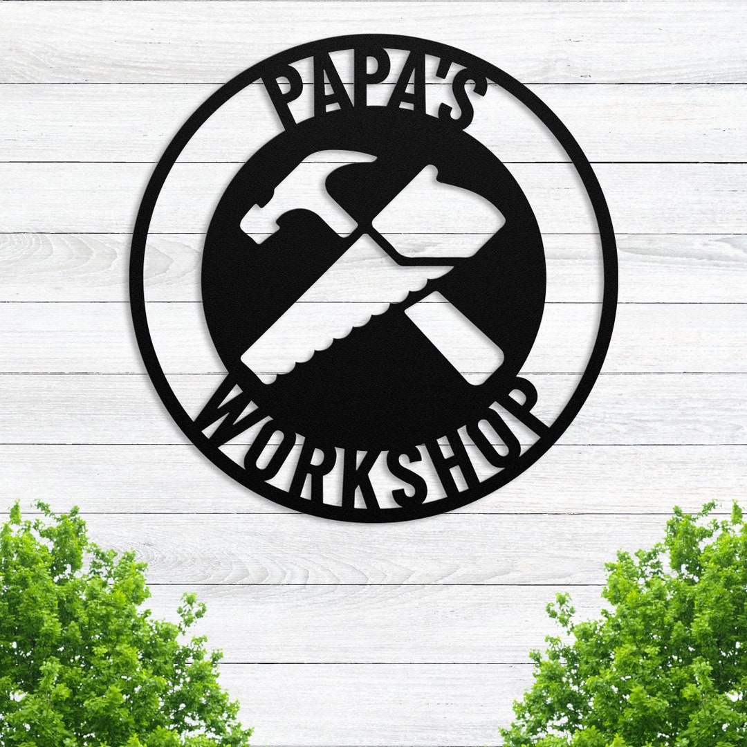 Personalized Workshop Metal Sign, Custom Metal Garage Sign, Fathers Day ...