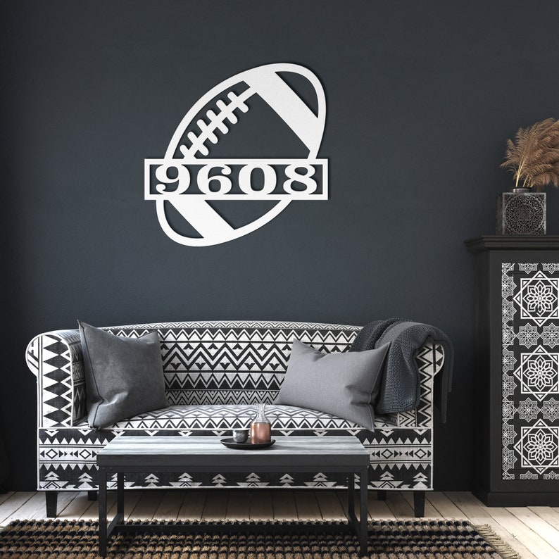 Football Metal House Numbers Sign, Personalized Address Plaque ...