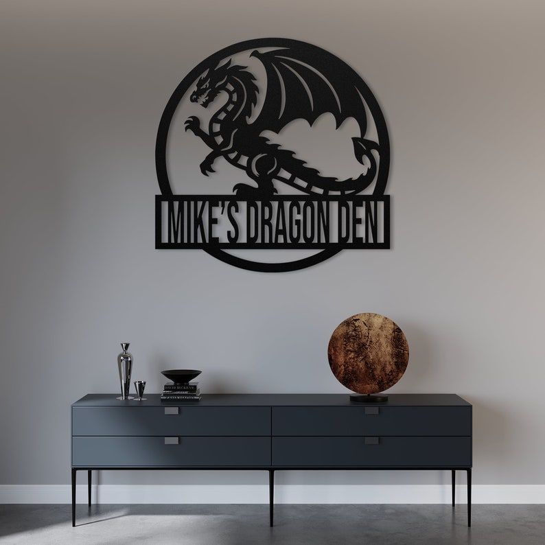 Personalized Dragon Monogram Sign, Custom Dragon Metal Art ...