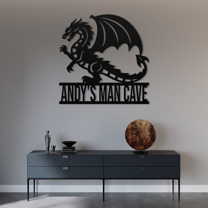 Personalized Dragon Monogram Sign, Custom Dragon Metal Art ...