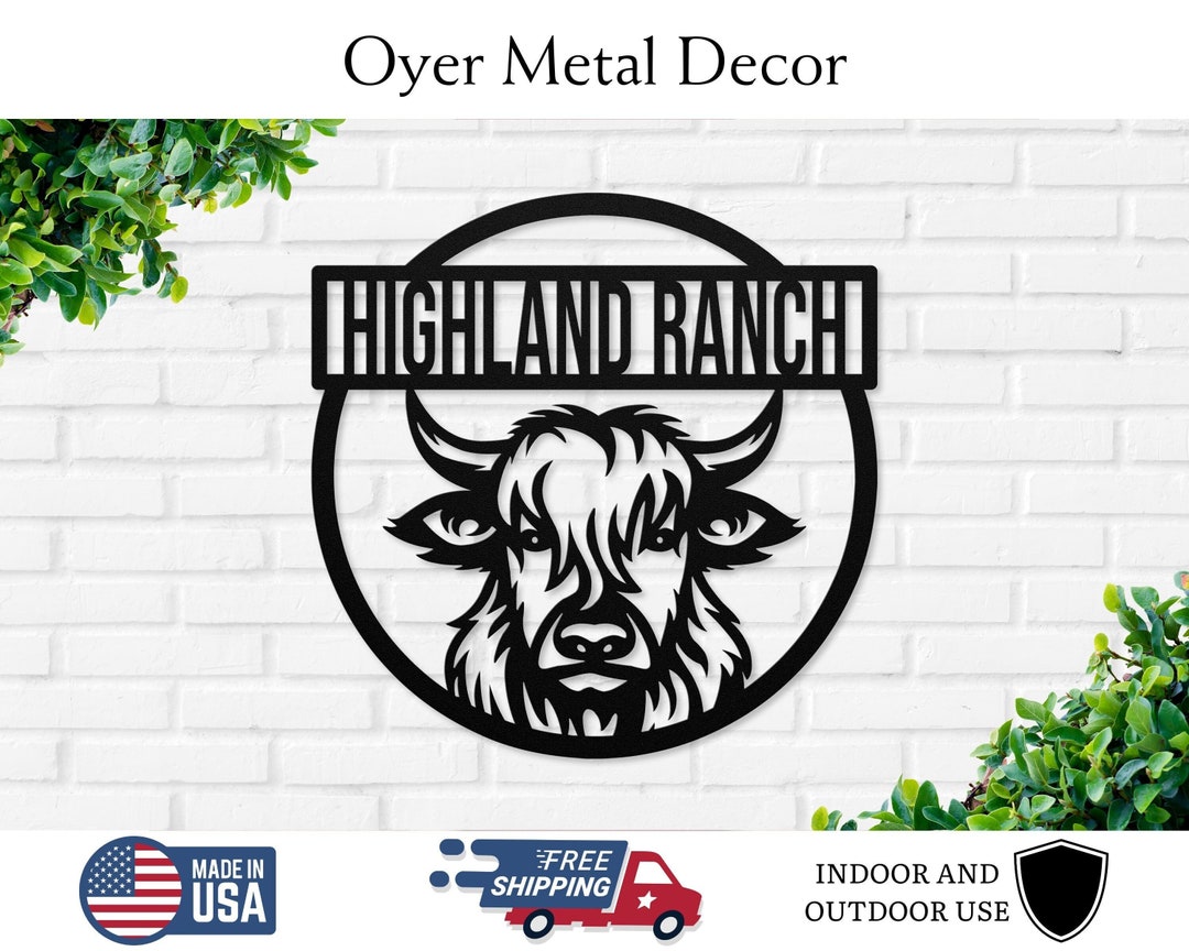 Custom Highland Cow Metal Sign, Highland Cow Decor, Personalized ...