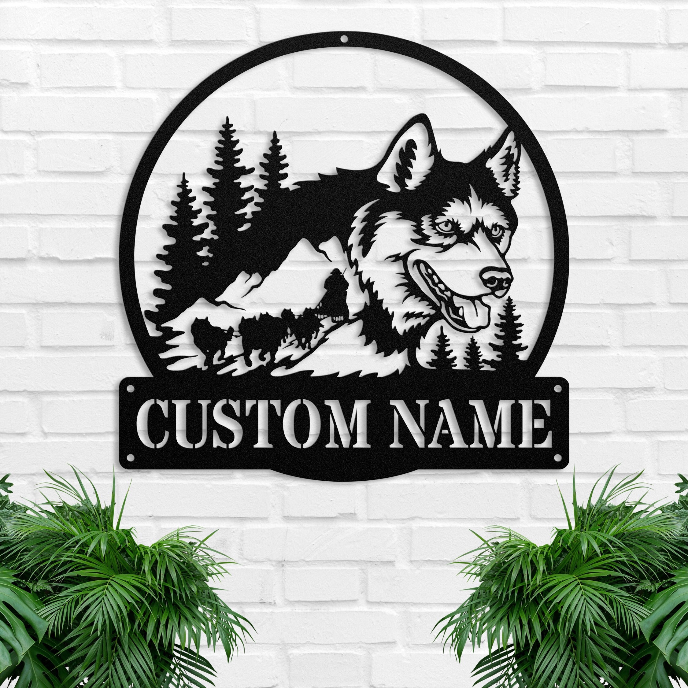 Custom Sled Dog Racing Monogram, Metal Husky Sign Decoration ...