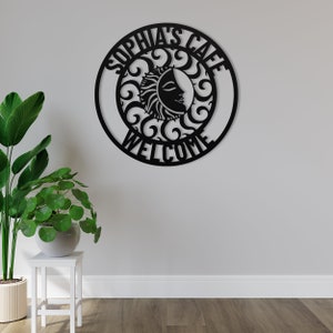 Personalized Sun Sign Metal Wall Art, Custom Sun Welcome Sign, Outdoor ...