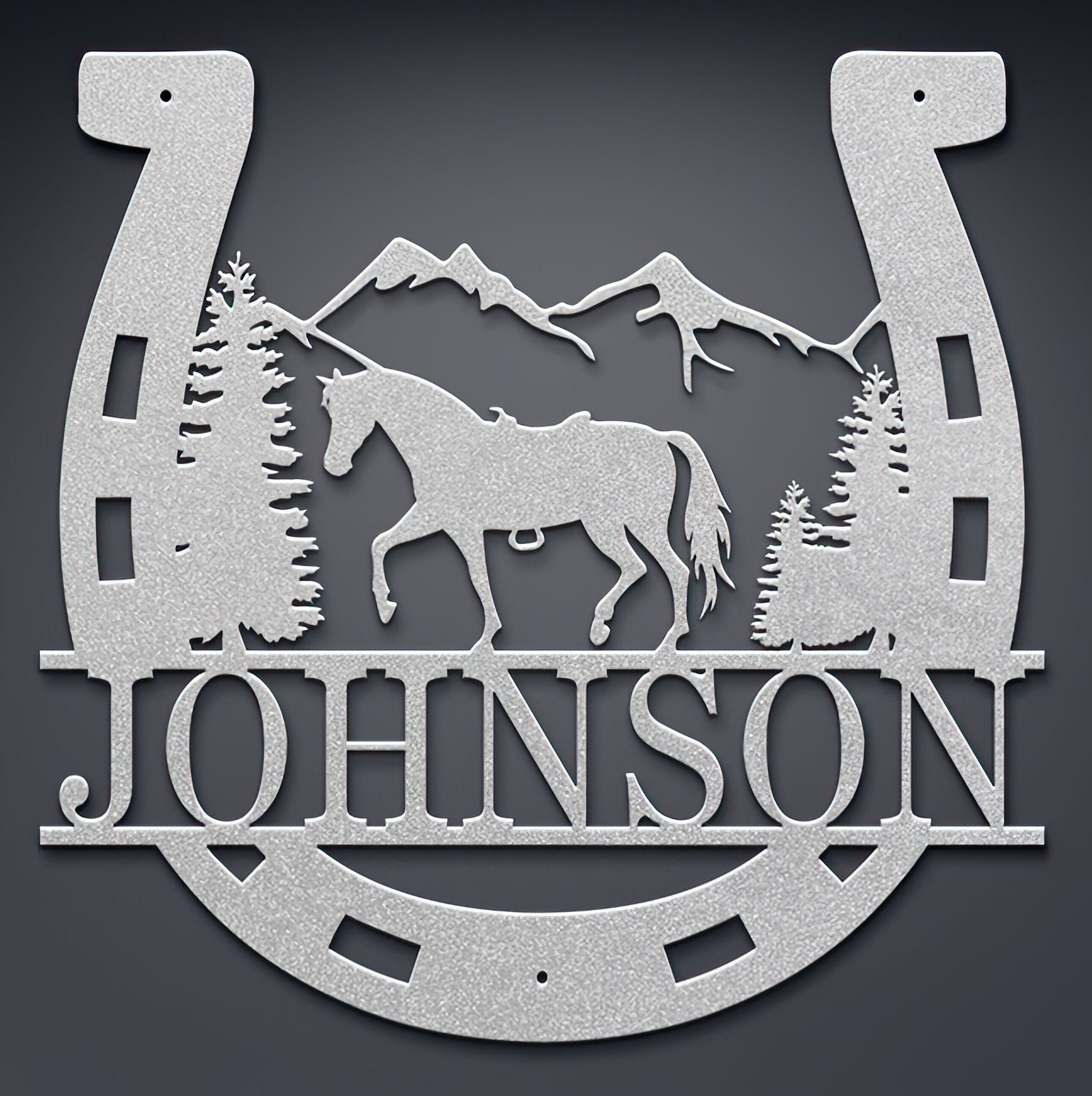 Personalized Horseshoe Metal Ranch Sign Monogram, Custom Horse Family ...