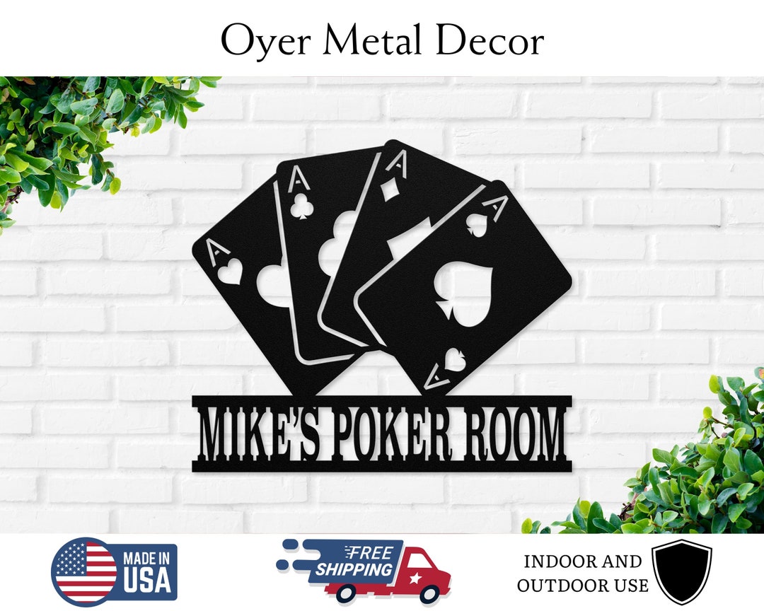 Personalized Poker Room Metal Sign, Playing Cards Metal Sign, Custom ...