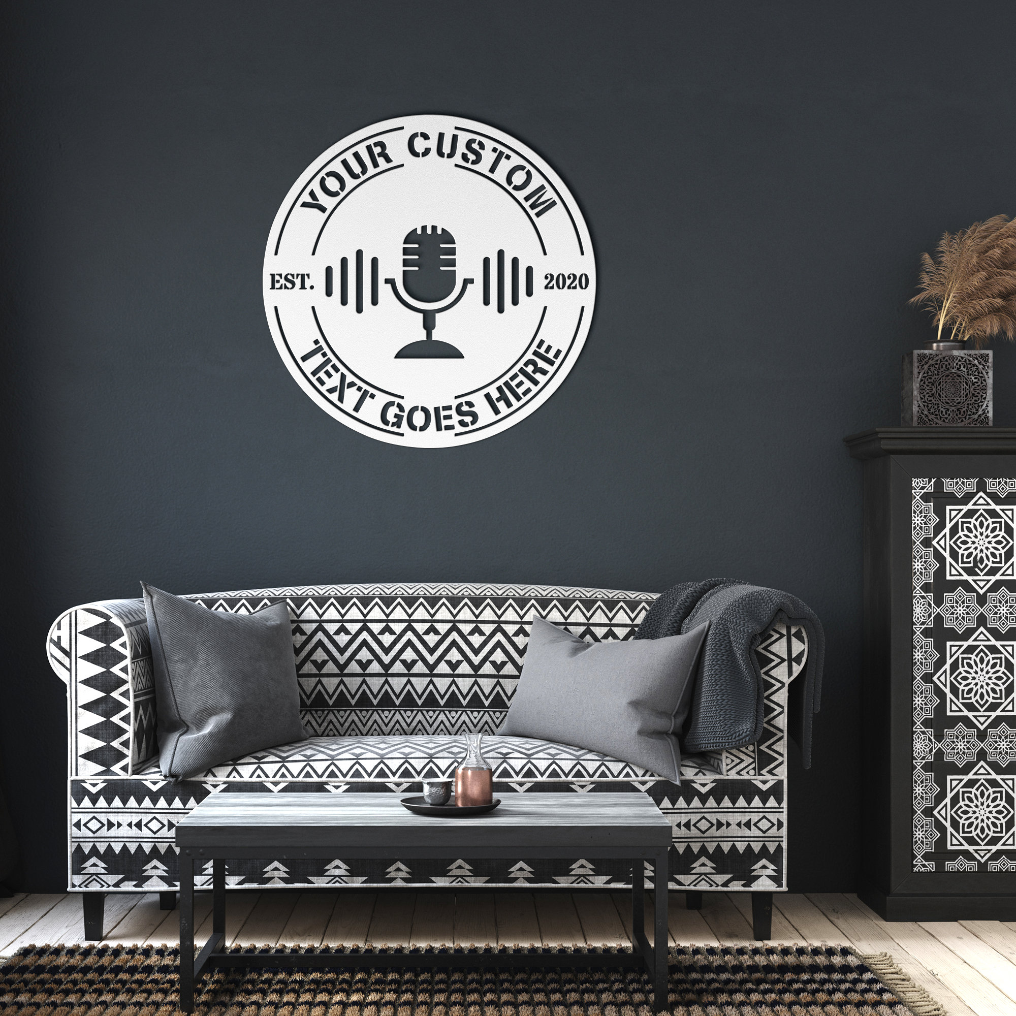 Personalized Metal Music Studio Sign, Custom Podcast Studio Sign ...