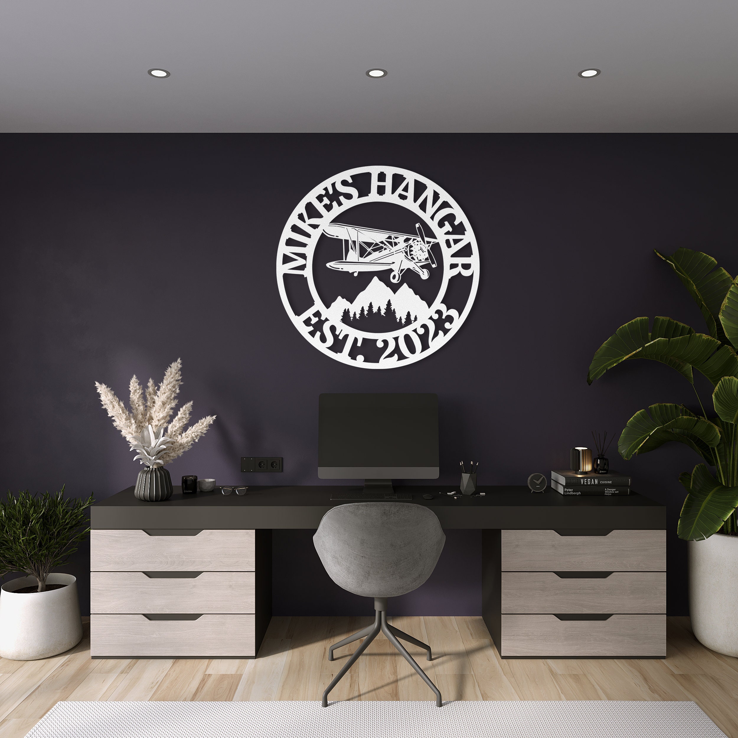 Custom Propeller Plane Metal Sign, Personalized Airplane Hangar Sign ...