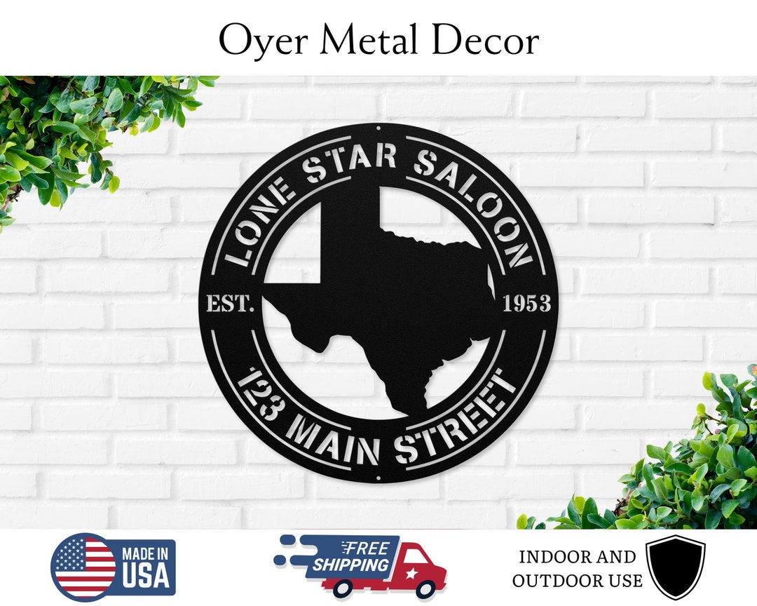 Texas State Family Name Sign, Custom Texas Metal Sign, Last Name Metal ...