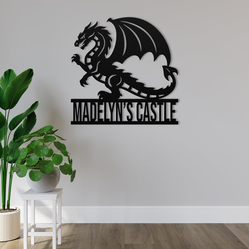 Personalized Dragon Monogram Sign, Custom Dragon Metal Art ...